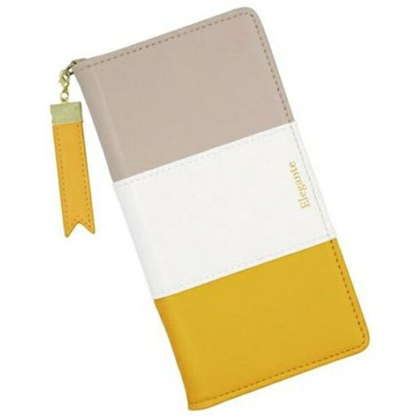 【エレガンテ　トリコロール】お洒落なトリコロールカラー。ケースとおそろいのレザーでデザインされたリボンチャーム付き！取り外してキーチャームとしても使えます。身だしなみチェックやお化粧直しに便利な鏡付き。本革にも劣らない上質なアーティフィシャ...