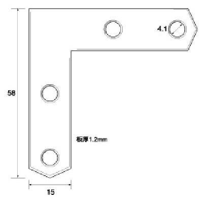 ステンレス角金具素材：ステンレス43058×15