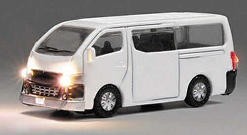 日本形の自動車をイメージしたフリーランスのミニカーに点灯するヘッドライト・テールライトを標準装備。■商用車として使われる箱形のバンをイメージ。車体色は白。日本形の自動車をイメージしたフリーランスのミニカーに点灯するヘッドライト・テールライト...