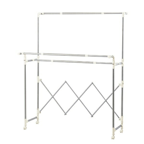 高さ・幅の伸縮が可能だからたくさん干せる。固定ネジを回すだけでたかさの固定が可能。長い丈の衣類も干せる。スペースに合わせて竿受けの向きが変更可能。コンパクトに収納可能。ロックができるキャスター付き。サビに強いステンレス巻きスチールパイプです...