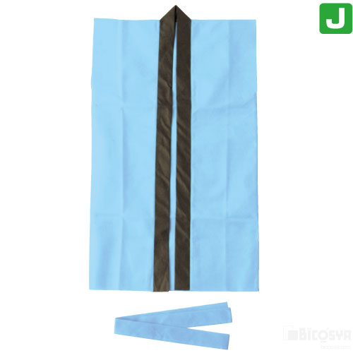 丈が長く、袖の無いデザインの動きやすいロングハッピです。Jサイズ（園児—小学校低学年用）●着丈80cm●身巾48cm カラー不織布ロングハッピ 子供用J(ハチマキ付)水色（運動会 ハッピ 運動会 衣装 応援 はっぴ 法被 半被 無地 園児）