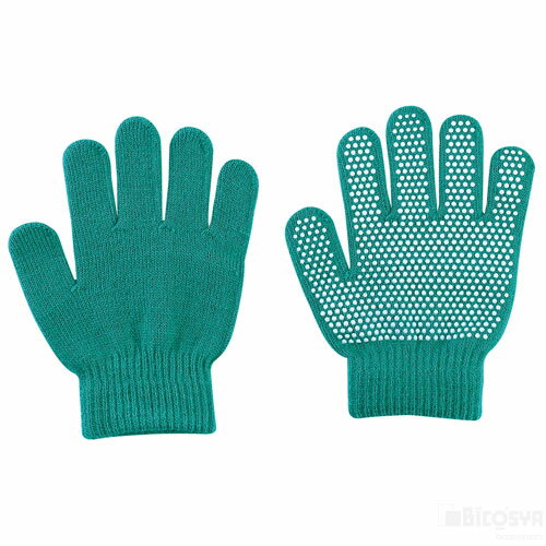 低・中学年向けすべり止め付手袋 すべり止めで物がしっかり持てる！よくのびる！ 低・中学年用 サイズ：約155×130mm 材質：アクリル、ポリウレタン、ゴム カラーのびのび手袋（すべり止め付） 緑 1組（運動会 応援アイテム）