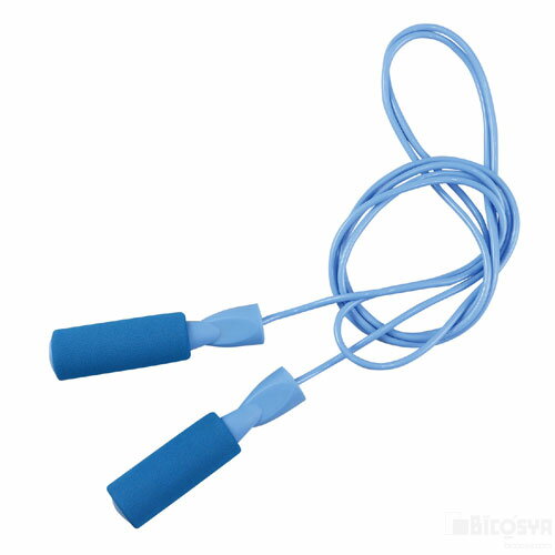 手にフィットして握りやすい柔らかグリップなわとび！ サイズ：全長：約2m、柄：Φ32×132mm 重量：112 材質：PP、EVA、PVC 包装形態：OPP袋 包装サイズ120x150x30mm フィットグリップなわとび 青（運動会 競技用...