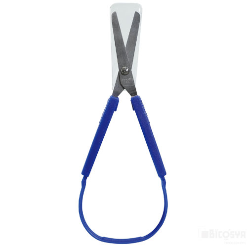 少しの力で簡単に切れる サイズ：200x70mm セット内容：本体×1 重量：38g 材質：PP,ステンレス 包装形態：OPP袋 包装サイズ210x80x20mm かんたんループハサミ(安全カバー付)（道具・接着剤 道具）