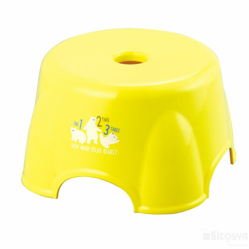 白クマのイラストがかわいいお風呂道具！ サイズ：197×197×120mm セット内容：本体×1 重量：137g 材質：PP 包装形態：無 包装サイズ197×197×120mm くまくま子供風呂イス イエロー（運動会 表彰・景品 子供会 プ...