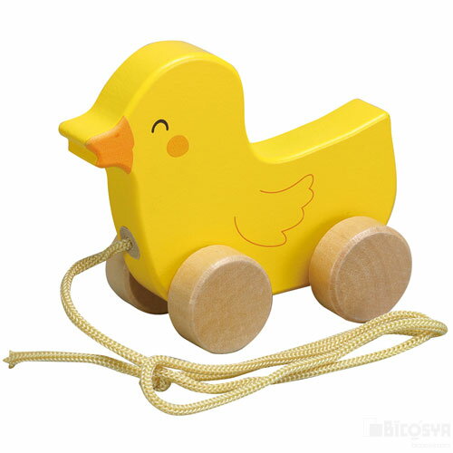 ひも付なので一緒にお散歩ができる！ サイズ：115×100×55mm、ひもの長さ：約655mm セット内容：本体×1 重量：128g 材質：MDF+カエデ 木製おさんぽヒヨコ（イベント プレゼント 幼児 キッズ 子供 おもちゃ 知育玩具 ク...