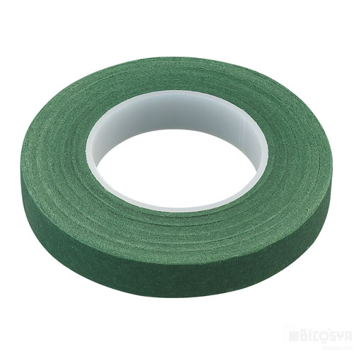 ねんどの花の作例や、花のアレンジに最適！ サイズ：幅：12.5mm、長さ：27m セット内容：本体×1 重量：38g 材質：紙・WAX フラワーテープ12.5mm(グリーン)（紙工作・パーツ 工作材料 造花 華道 ハンドクラフト）