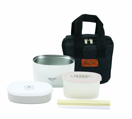パール金属 ホームレーベル ステンレススリムランチジャー680バッグ付 ホワイト HB-5445 製品サイズ:(約)幅15.5×奥行10×高さ18.5cm(持ち手含まず)、製品重量:(約)0.6kg 実容量:ご飯容器/0.28L、おかず容器...