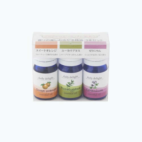デイリーディライト エッセンシャルオイル 香りの楽しみ広がる精油セット 3ml×3本(スイートオレンジ ユーカリプタス ゼラニウム 定番 アロマ)ギフト 初心者 贈り物 新生活 母の日 【 デイリーディライトとは・・・ 】~日々の暮らしの中...
