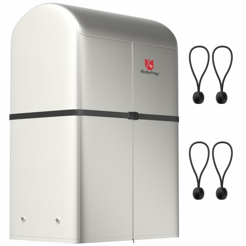Rosefray タイヤラックカバー 420D 厚手 防水 屋外 8本 収納 防水 保管カバー 収納袋付き 72×61×145cm シルバー 【品質の生地&優れた防水性能】: 高品質のオックスフォード生地を採用し、超強力な防水性能を備えてお...