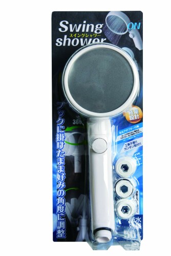 オリエント シャワーヘッド 節水機能 首振り機能 ストップボタン付き スイングシャワーヘッド フックに掛けたまま好みの角度に調整 極細穴の散水で細かく肌にやさしい! ステンレス散水板穴径0.3mm ON/OFF操作でしっかり節水! 節水効果...