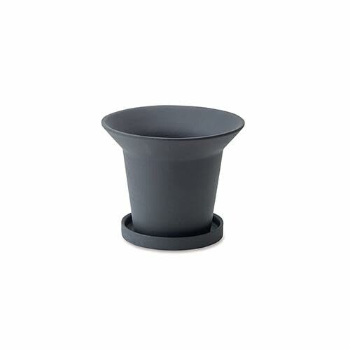 ポッシュリビング 植木鉢 フィーカポット 約[ファイ]15×H12.5cm チャコール 30788 本体サイズ:(鉢)約[ファイ]15×H12cm、(受皿)約[ファイ]10.8×H1.5cm、(底穴)約[ファイ]2.2cm 本体重量:約56...