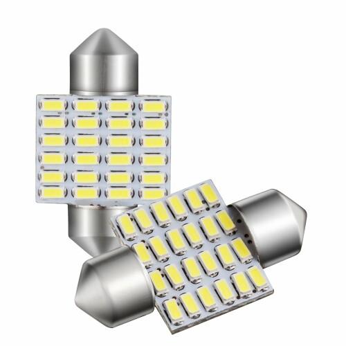 GOSMY T10 31mm LED 24連 ルームランプ 白 6000K-6500K 12V-24V対応 車検対応 (2個セット) 一年品質保証、商品ごとは精密な機会を通じて出庫する。 12V-24V車用、24LED SMD3014 白 ...