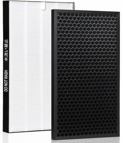 FETION シャープ 加湿空気清浄機 KC-H50/KC-R50/KC-L50 交換用フィルター 2 点セット FZ-D50HF HEPA 集じんフィルター＆FZ-F50DF(FZ-D50DF) 高密度活性炭 脱臭フィルター SHARP ...