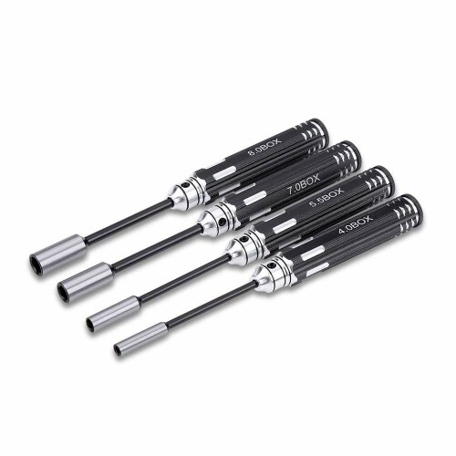 POHZE ナットキーソケットドライバー 六角精密ナットドライバー RC用 4個セット（4mm 5.5mm 7mm 8mm） 【長いサービス時間】:ソケット六角ソケットレンチ、巧みに作られたハンドルは、高品質の高精度アルミニウム合金で作られ...