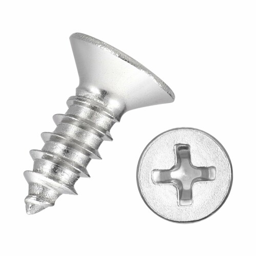 Kozelo 500個 Phillipsフラットヘッド木ねじ - (ST2x8mm) 家具組み立て 内装トリム 屋外建築用304ステンレス鋼カウンターシンク自差し木ねじ シルバー 1- パッケージ内容 - Phillipsフラットヘッド木ね...