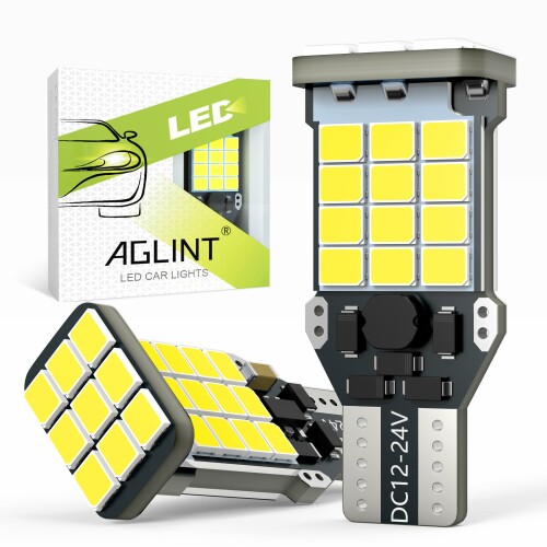 AGLINT T16 LED バックランプ 後退灯 爆光 T15 W16W 921 無極性 12V/24V兼用 6500K ホワイト2個入り 【超高輝度】: T15 LEDバルブ2個セット。各バルブには54個のSMD 2835超高輝度LED...