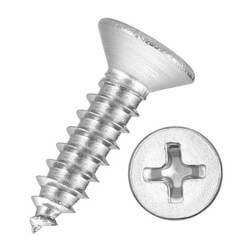 Kozelo 50個 Phillipsフラットヘッド木ねじ - (#8x5/8") 304ステンレス鋼カウンターシンク自己攻釘ねじ 家具組み立て インテリアトリム 屋外建築用 シルバー 1- パッケージ内容 - Phillipsフラットヘッ...