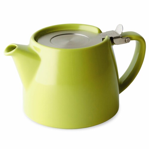 フォーライフ(FOR LIFE) ティーポット 陶器 530ml 3杯用 茶こし付き 食洗機対応 蓋が落ちない 片手で注げる ライム 緑 スタンプティーポット 309Lme 持ち手に固定された蓋は、開閉がとても楽で、片手で注いでも落ちません...