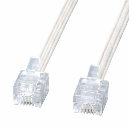 サンワサプライ エコロジー電話ケーブル(6極4芯) 5m ホワイト TEL-E4-5N2 電話回線とモデム内蔵パソコン、モデム、FAX、電話機などを接続するケーブルです。 燃やしても有害なダイオキシンを発生しないポリオレフィン素材を使用して...