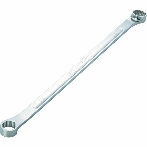 TRUSCO(トラスコ) 超ロングめがねレンチ(15°タイプ) 10X12mm TSM15-1012 対辺寸法(mm):10×12 全長(mm):283 質量(g):119 ■表面処理:三価クロムメッキ ■15°の角度で高さの制限のある場所...