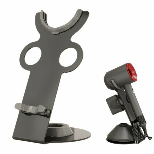 Coollooda ドライヤーホルダー ドライヤー収納 ドライヤーハンガー W6.8×H23.5cm 垂直 滑り止め 多機能 使いやすい 簡単収納 コードクリップ付き コードもすっきり収納 洗面所 介護施設 美容院 浴室収納（黒） 【ドライ...