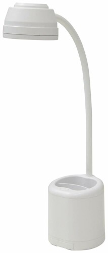 ジェントス LEDデスクライト ルミリオン R102 ホワイト DK-R102WH サイズ:約幅95×奥行220×高さ360mm 本体重量:約850g セット内容・付属品:本体、acアダプター 明るさ:high/420ルーメン、mid/24...