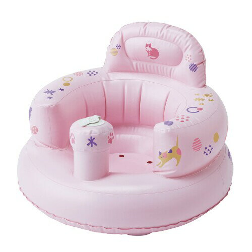 Smart Start 腰がすわってから使えるバスチェア バスソファ ポンプアップ ヘッドレスト付き ピンク/ドッグ＆キャット お座りしたまま洗って流せる ゆったり深い座面ですっぽりリラックス 高いヘッドレストが頭をしっかりささえます エア...