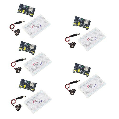 5sets Solderless Breadboard Bread Board 400 Tie Points with power adapter 3.3V 5V 5sets Solderless Breadboard Bread Boar...