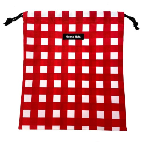 消臭巾着 Mサイズ 抗菌 ギンガムレッド 縦30cm×横25cm 消臭効果と抗菌効果の「デオドラントネーム(R)」付き おむつポーチとして、小物ポーチとして、着替え入れとして 撥水加工済み 消臭抗菌効果の「デオドラントネーム(R)」付き巾着...