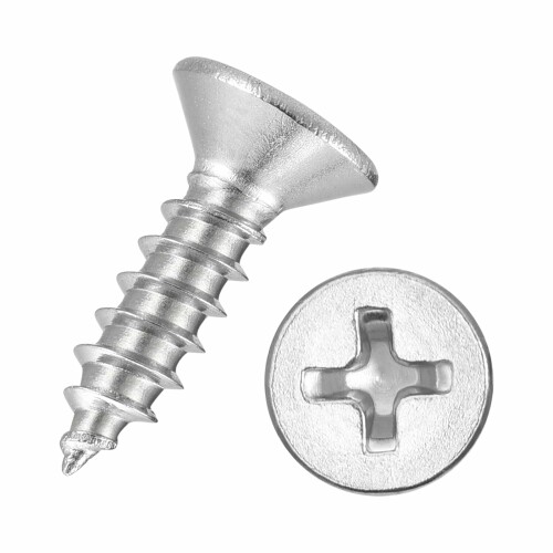 Kozelo 25個 Phillipsフラットヘッド木ねじ- (#6x3/8") 316ステンレス鋼 家具組み立て用カウンターシンク自己攻釘ねじ インテリアトリム 屋外建築用 シルバー 1- パッケージ内容 - Phillipsフラットヘッ...