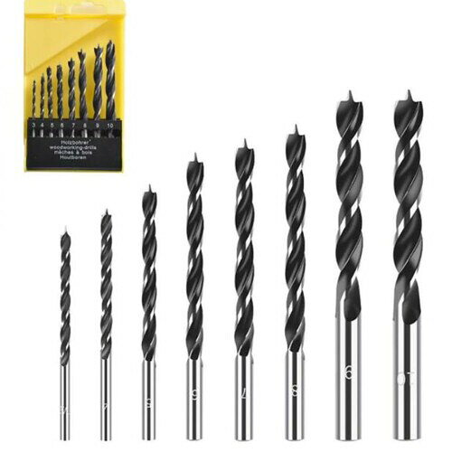 KEWAYO 8 本 木工用ドリルビット 穴あけドリル 3mm 4mm 5mm 6mm 7mm 8mm 9mm 10mm 材質:ハイカーボン鋼 、サイズ:3mm、4mm、5mm、6mm、7mm、8mm、9mm、10mm。 三先端位置決めが良...