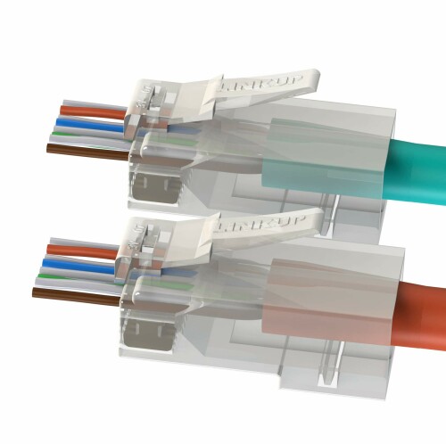 (LINKUP) Cat6 RJ45 Easy Pass Thru コネクタ | イーサネット LAN インターネット ジャックアダプター | UTP Gigabit Network ラウンドケーブルプラグ | Low NEXT RL | ...