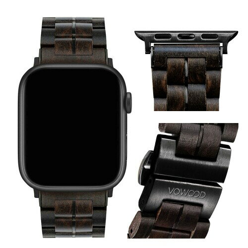 VOWOOD 天然木バンド for Apple Watch 45/44/42mm 黒檀 【対応機種】Apple Watch 45mm(Series7), 44mm(SE/6/5/4), 42mm(3/2/1) 【プレミアム天然木使用(黒檀、...