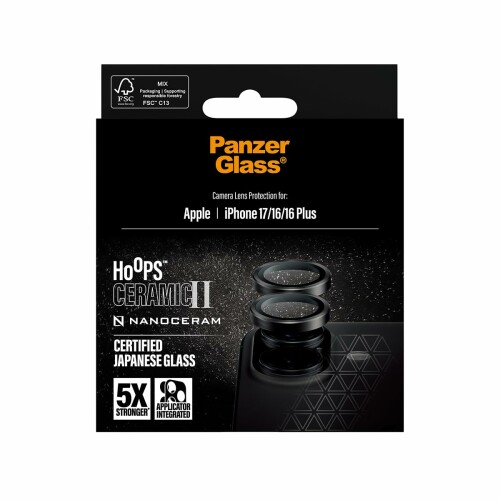 PanzerGlass パンザーグラス Hoops Ceramic II Camera Lens Protector iPhone 17 デンマーク発。欧州で1千万人の実績のある保護ガラスメーカーのカメラレンズ 超耐久素材NANOCERAM...