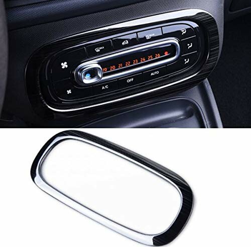 The New Smart Fortwo/Forfour フォーツー/フォーフォー(453型)専用 エアコンスイッチパネルカバー ステンレス製 ブラック 販売色:ブラック(ヘアライン仕上げ) The New Smart Fortwo/For...