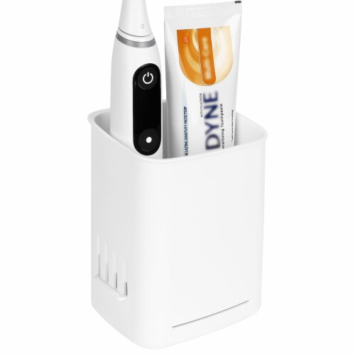 Linkidea 壁掛け式電動歯ブラシホルダー バスルーム用 プラスチック製歯ブラシスタンド 電動歯ブラシ用粘着式オーガナイザー Oral-B iO シリーズ、Smart 1500、PHILIP Sonicare に対応 プラスチック製の歯...