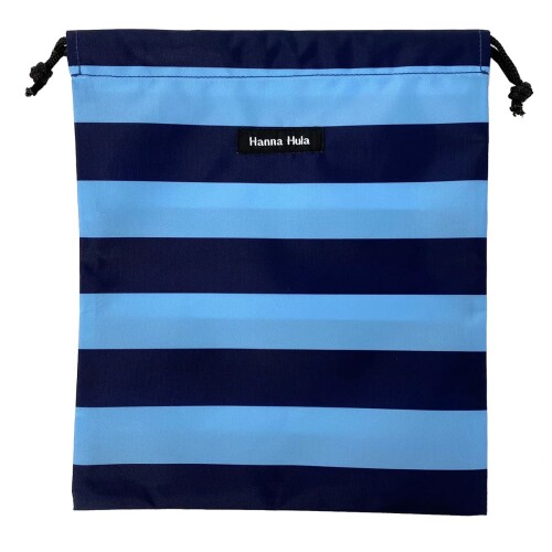 消臭巾着 Mサイズ 抗菌 ボーダーネイビー 縦30cm×横25cm 消臭効果と抗菌効果の「デオドラントネーム(R)」付き おむつポーチとして、小物ポーチとして、着替え入れとして 撥水加工済み 消臭抗菌効果の「デオドラントネーム(R)」付き巾...