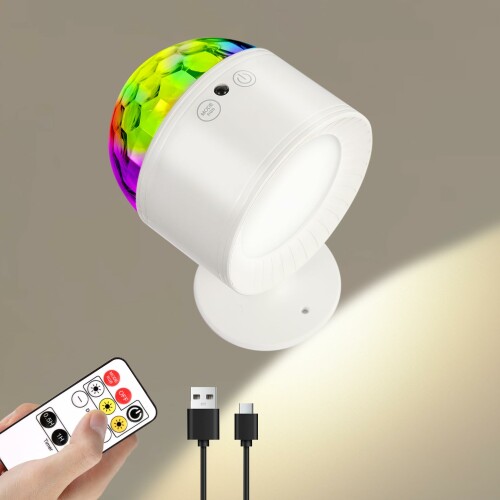 Zeaido RGB ムードスポットライト＆LEDウォールランプ、回転式デスクトップ星空デコライト スマートリモコン付きホーム/ベッドルームの背景/パーティー/バー/KTVなどに最適（ホワイト、1個パック） 【多機能RGBモード】カラーチェ...