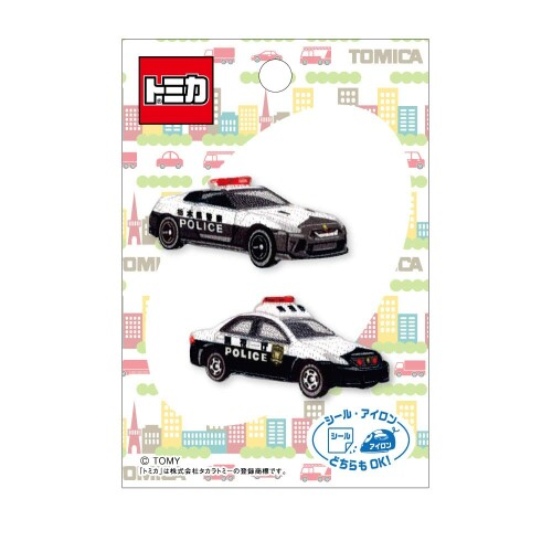 パイオニア トミカ ワッペン パトカー 2個付 縦23×横50mm(GT-R)・縦26×横50mm(クラウン)TOM650-TOM27 日産 GT-R パトロールカー(上):縦23×横50mm トヨタ クラウン パトロールカー(下):縦26...