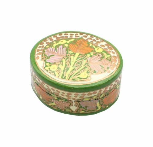 トモ・コーポレーション(Tomo Corporation) ペーパーマッシュBOX S フラワー グリーン 【サイズ】約6×5×H3cm 【生産地】インド インドの伝統紙細工ペーパーマッシュアイテム インド、カシミール地方の伝統的な紙細工「...