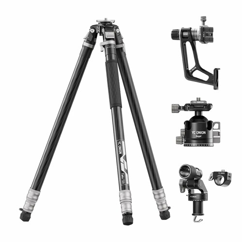 YC Onion Tako T23 カーボンファイバー三脚/ジンバル雲台&センターポール横付けブラケット付属 【ロック状態から脚部を伸長可能】新設計の脚部ロックにより、三脚の高さ調整がこれまで以上にスムーズになりました。ロックを解除すること...