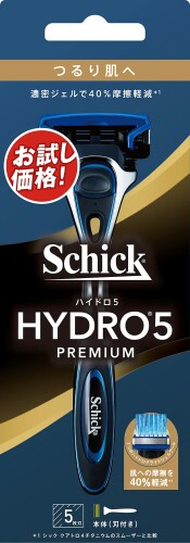 Schick(シック) ハイドロ5プレミアム つるり肌へ 5枚刃 ホルダー(刃付き) スキンガード付 シルバー 男性用 髭剃り カミソリ 極めた剃り味を実現する革新技術 HYDRO 原産国:中国 スタイル: トラディショナル 商品紹介 ■極...
