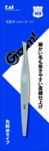 貝印 KAI Groom 毛抜き 先斜 シルバー ピンセット用 くぼみ付 マユ 日本製 HC3043 商品サイズ (幅×奥行×高さ) :4cm×1.5cm×14cm 原産国:日本 内容量:1本 細かい毛も抜きやすいように作り上げた、直線仕上...
