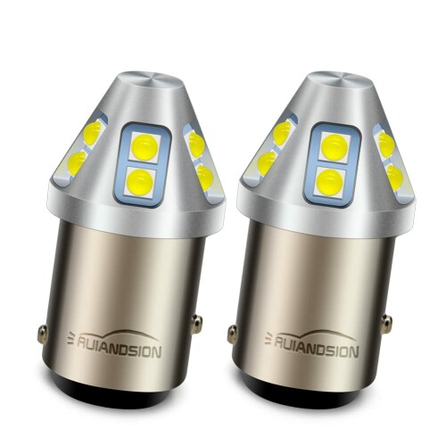 Ruiandsion 2pcs 1157 LED電球 6V 12V 24V ホワイト 2357 2057 7528 1034 BAY15D DC 6-30V 3030 10SMD LED電球、自動車用オートバイバックアップリバースライト、無...