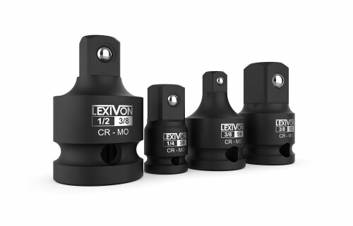 LEXIVON インパクトソケットアダプターとレデューサー｜4点セット｜6.35mm (1/4インチ)、9.5mm (3/8インチ)、12.7mm (1/2インチ) インパクトドライバーコンバージョン、クロームモリブデン合金鋼、トルクレンチ...