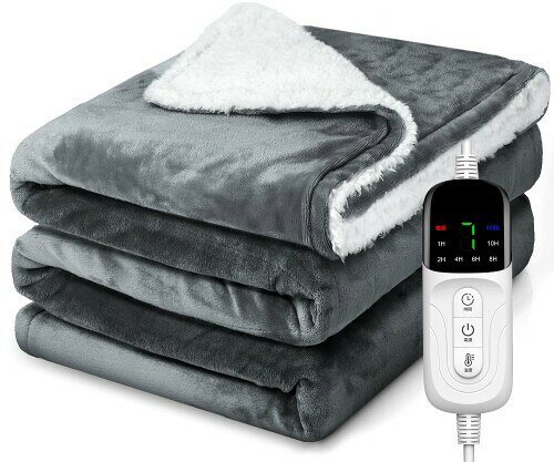 KOCEEY 電気毛布 掛け敷き兼用 188×130cm電気ブランケット 電気ひざ掛け 3分速暖 恒温加熱 ダニ退治 7段階温度調整 6段階切タイマー ふわふわ 暖房器具 省エネ 自動電源オフ 過熱保護 丸洗い可 厚手生地 毛玉なし 頭寒足...