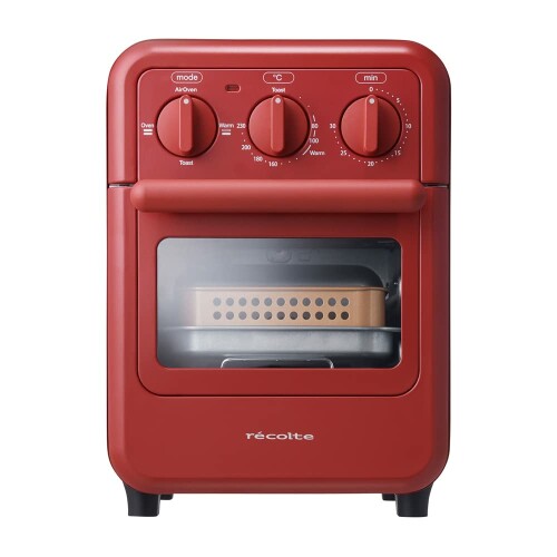 recolte レコルト エアーオーブントースター 縦型トースター 2枚焼き ノンフライ調理 エアフライ 保温 上下ヒーター タイマー付 レッド RFT-1(R) 高温の熱風による油で揚げないヘルシーなノンフライ調理ができるエアーオーブント...