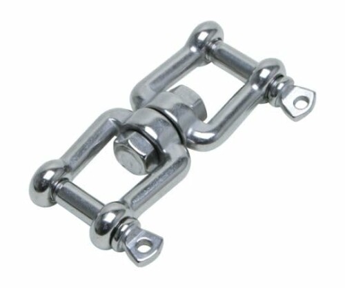 （110053149）SG−SH0182−10ステンレス鋼製回転シャックル 使用荷重(kN):4.31B(mm):20D(mm):9.8L1(mm):115L2(mm):23許容荷重(kg):439許容荷重(N):4310 ■耐食性の高いス...