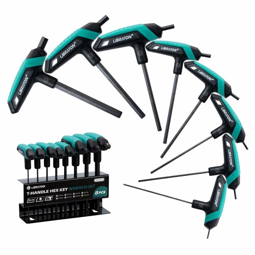 LIBRATON 六角レンチセット T型ハンドル六角レンチ メートルサイズ 2・2.5・3.0・4.0・5.0・6.0・8.0・10mm 8本組 【標準サイズ】Tハンドル六角レンチセットにはメートルサイズ8つが含まれています(2.0mm、2...